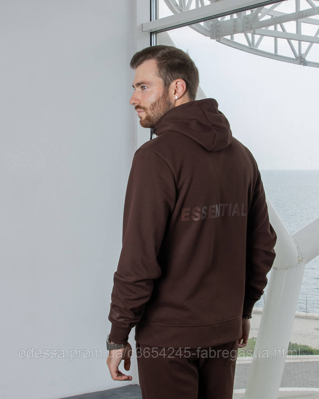 Мужская кофта на замке с капюшоном шоколадного цвета, Fabregas Турция ...