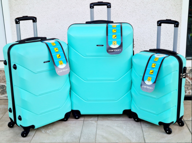 Чемодан Дорожный Пластиковый на Колесах Carbon 147 Бирюзовый ...