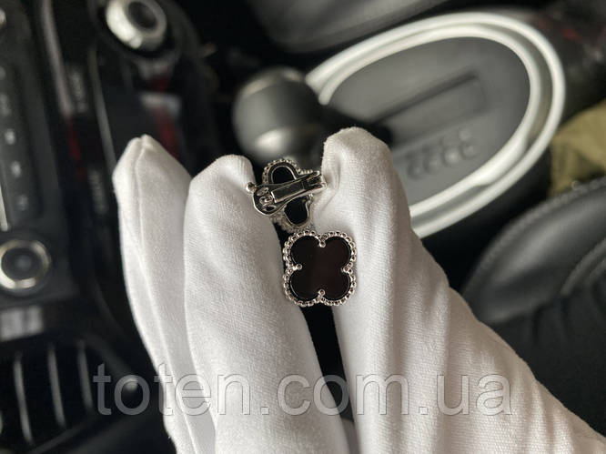 Купить Серьги Van cleef клевер чёрные ван клиф английский замочек топ ...