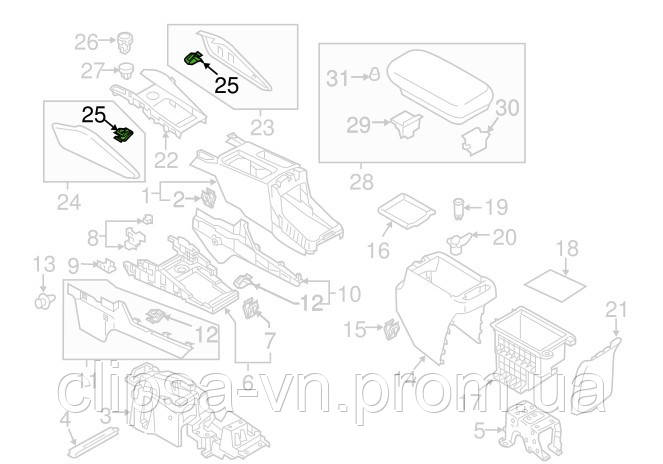 Кліпса кріплення деталей консолі, торпеди Lexus, Toyota, Mitsubishi OEM ...