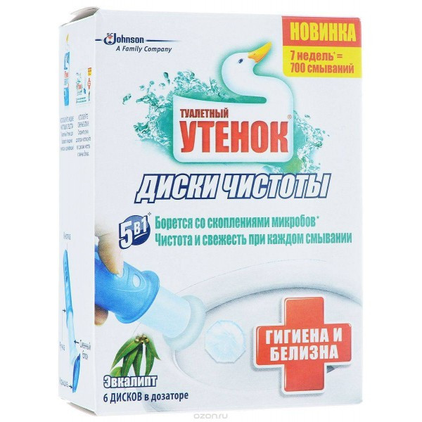 Купить Диски чистоты для унитаза Туалетный Утенок Эвкалипт 6 шт, цена ...