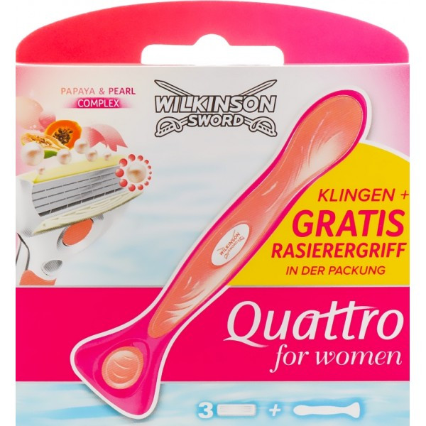 Купить Сменные лезвия Wilkinson Sword Women Quattro 3 шт + станок, цена ...