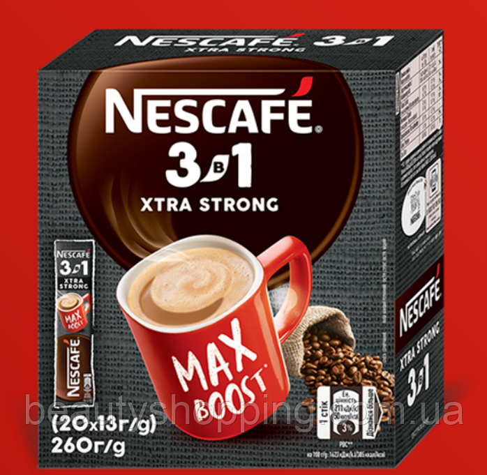 Купить Nescafe Нескафе Xtra Strong Max Boost 3в1 кавовий напій 20 ...