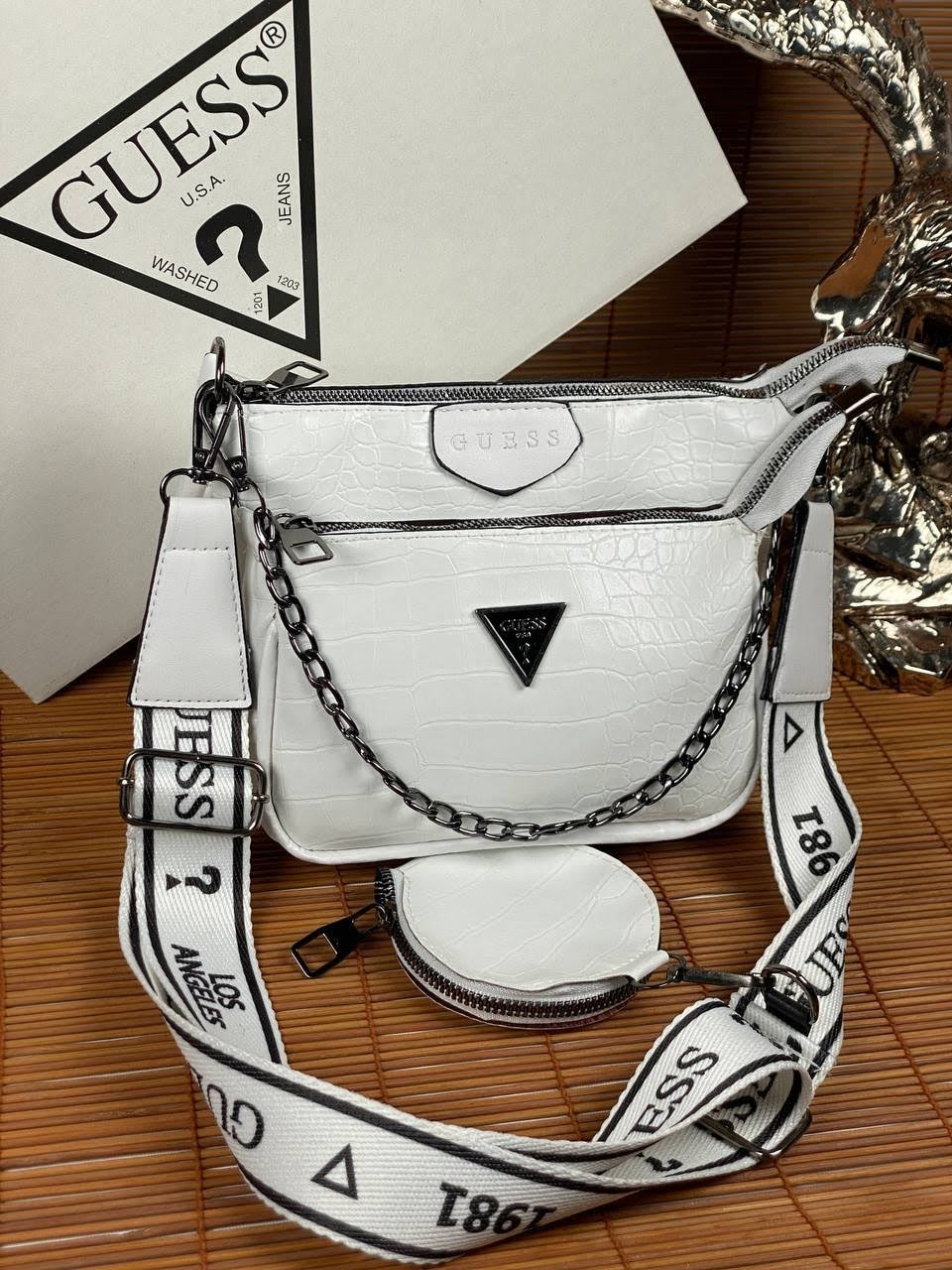 Купить Сумка Уцінка !Брак!!!кроко белая женская 3в1 Guess Сумка ...