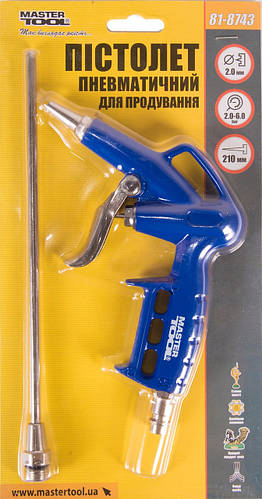 Купить Пневмопистолет продувочный ø2мм 2-6 бар + носик 210мм Mastertool 81-8743, цена 211.41 ...