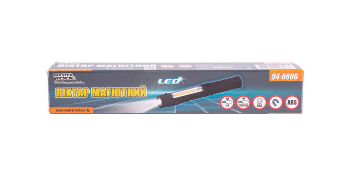Фонарик магнитный MASTERTOOL 168х24мм LED+COB LED 3xAAA ABS 94-0806 |Ліхтарик магнітний ...