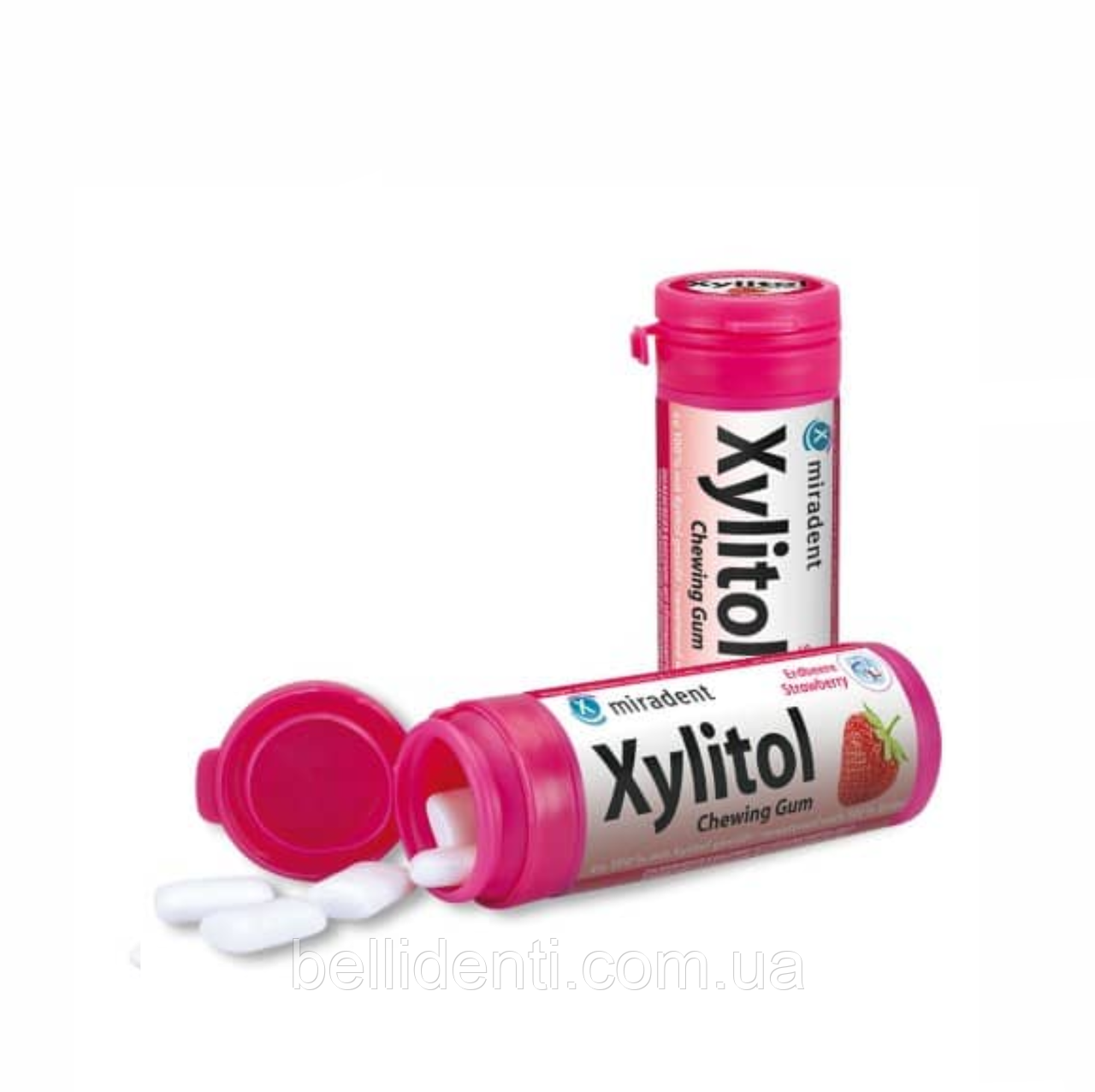 Жевательная резинка с ксилитом Miradent Xylitol Strawberry (клубника ...