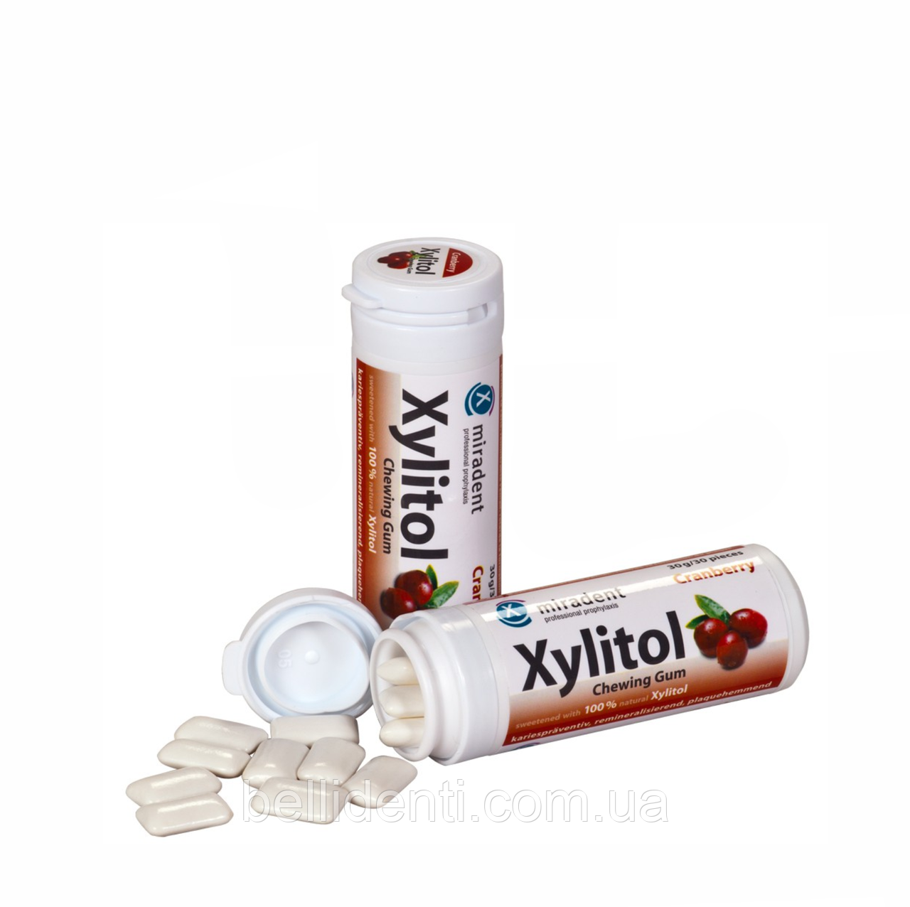 Жевательная резинка с ксилитом Miradent Xylitol Cranberry (клюква), 30 ...