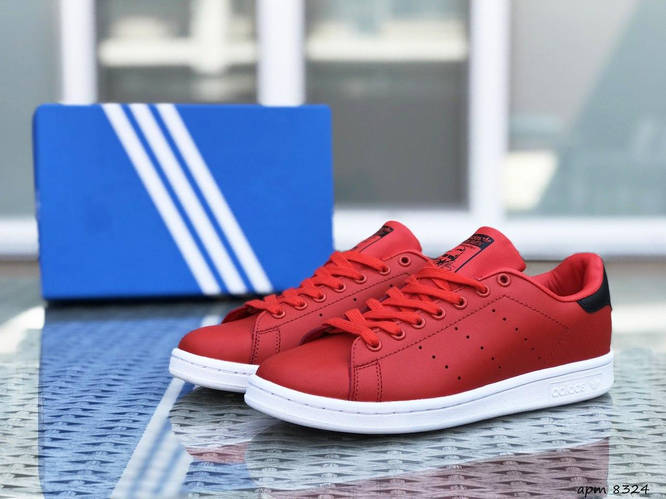 Кроссовки женские Adidas Stan Smith красные Стильные кеды адидас стен ...
