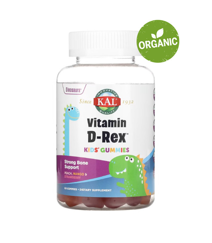 KAL, Vitamin D-Rex, витамин Д3, D3, 1000 МЕ, 60 мармеладок (ID ...