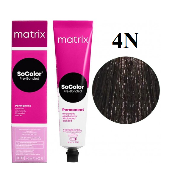 Стойкая крем-краска Matrix Socolor Pre-Bonded 4N Шатен натуральный 90 ...