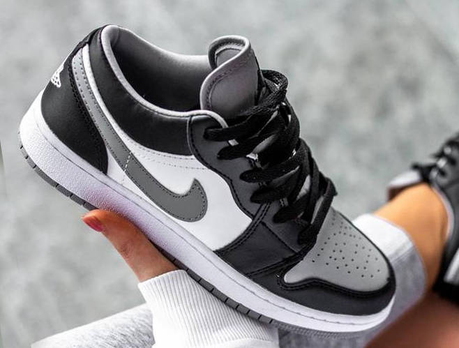 Кроссовки женские мужские Nike Jordan Retro 1 Black White Grey Low ...