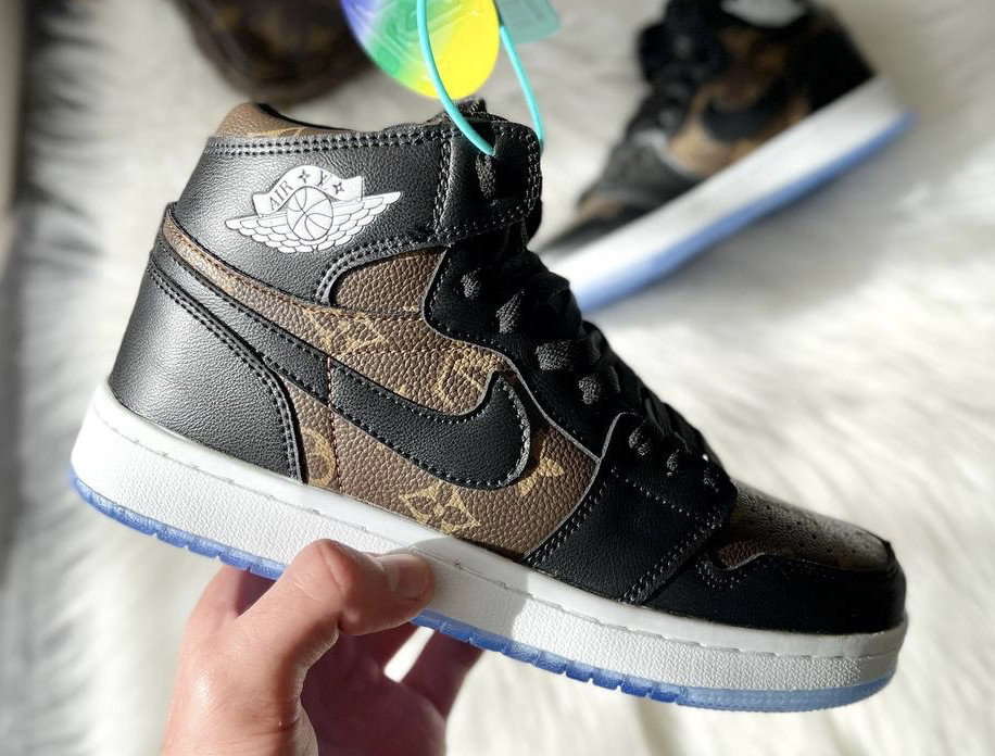 Кросовки жіночих Nike Jordan Rordan 1 x LV Найк Джордан високі чорні ...