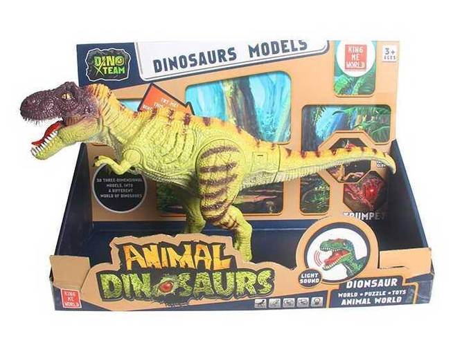 Динозавр тирекс игрушка 35 см (подсветка, издает звуки, подвижные ...