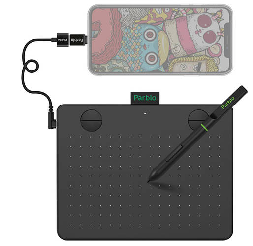 Графічний планшет для малювання Parblo A640 V2 чорний + рукавичка, ціна ...