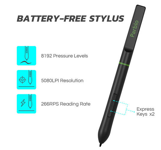 Графічний планшет для малювання Parblo A640 V2 чорний + рукавичка, ціна ...