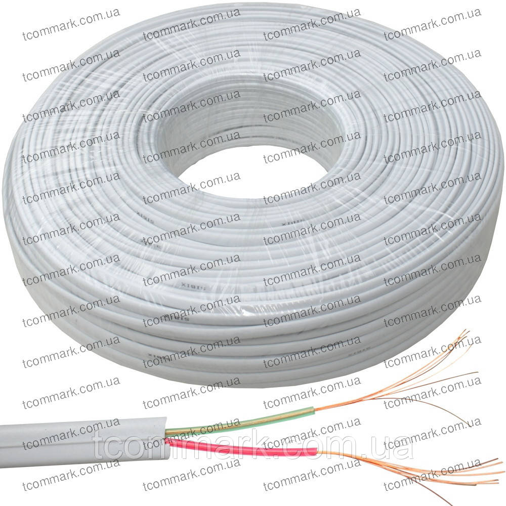 Кабель телефонний 2-х жильний, білий, 100м (ID#1661867253), ціна: 234 ...