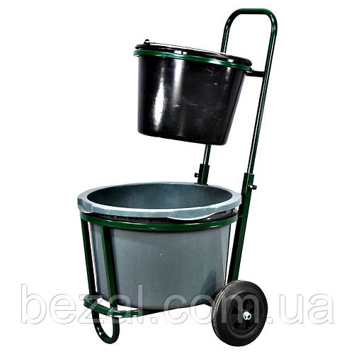 Купить Тележка дворника для уборки мусора с баком 45 л и ведром 20 л ...