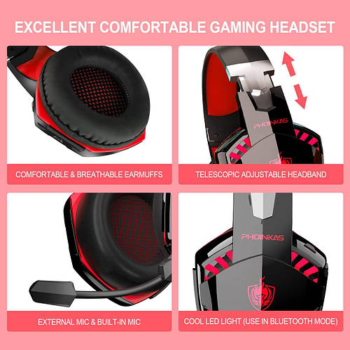 Наушники беспроводные Kotion Each G2000 Bluetooth Phoinikas Red Black ...