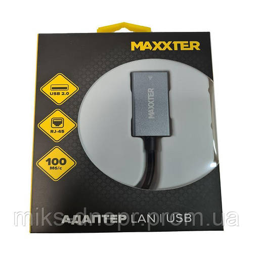 Перехідник Maxxter NEA-U2-01 метал. USB / LAN card ( конвертер USB / RG45 ) 10/100Mbs, ціна 298. ...