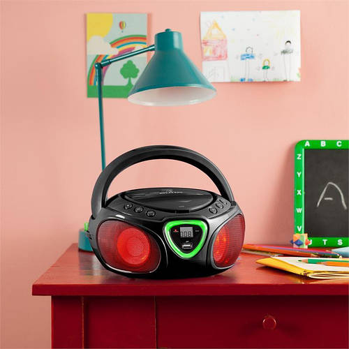 Roadie CD Boombox FM Radio Light Show CD Player Bluetooth 5.0 Black ...