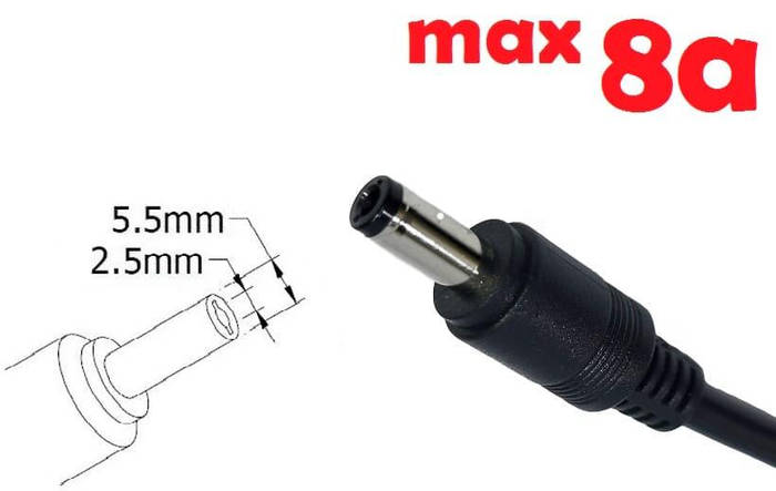 Dc кабель для блока питания 5.5x2.5mm (8a) (1.2m) (A class) 1 день гар ...