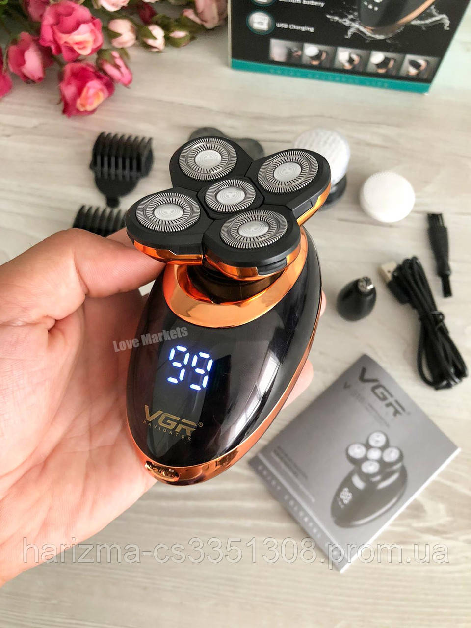 Чоловіча роторна електробритва VGR V-316 тример 5в1 на акумуляторі для ...