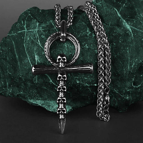 Купити Кулон Хрест Анкх 5 черепів (сталь), ціна 522.50 ₴ - Prom.ua (ID ...