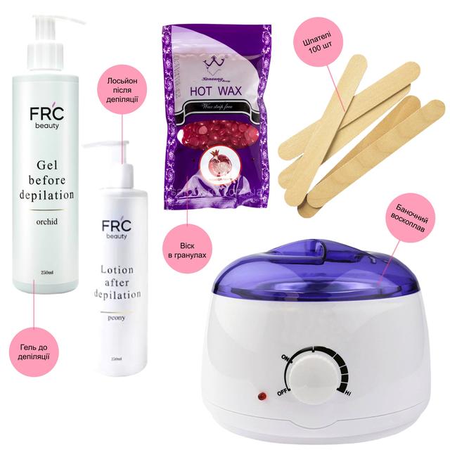 Стартовый Набор для Депиляции и Эпиляции Воском (Воскоплав, Воск, Крем ...