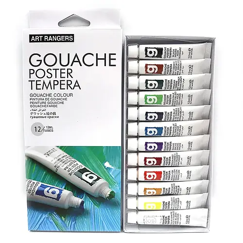 Краски гуашевые Art Ranger Tempera» 12 цветов 12 мл EG1212C-3, цена 135 ...