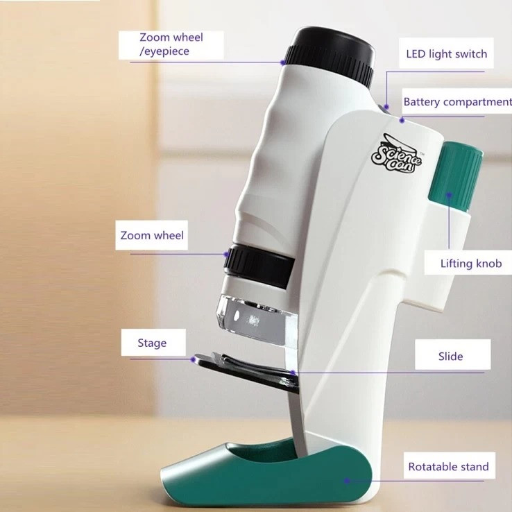 Мікроскоп дитячого FG Science 799 Білий портативний з збільшенням 60х ...