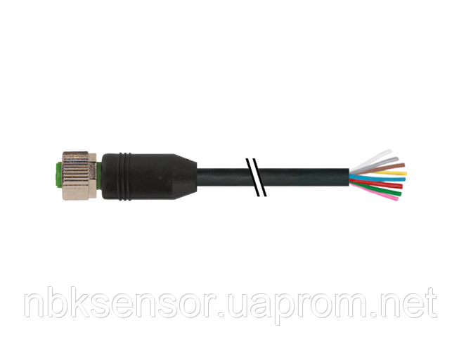 Гніздовий розєм (Конектор) M12, 8-pin, розетка, прямий, кабель PUR 8x0,25/5m , 7000-17041 ...