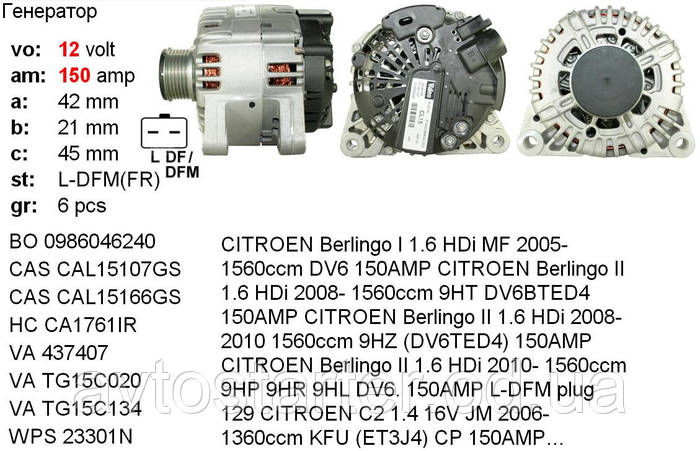 Обмотка статор генератора AUDI BMW CITROEN FIAT LANCIA LAND ROVER ...