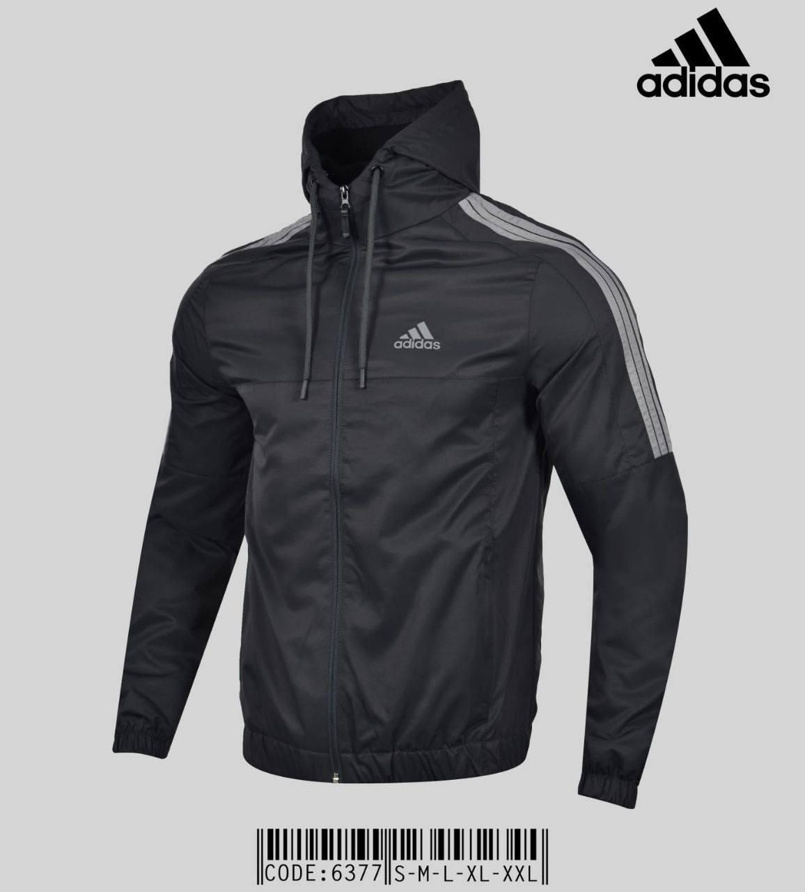 Купить Мужская ветровка Adidas куртка Адидас серая с капюшоном ...