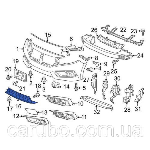 Купить Решетка в бампер Honda Civic 10 16-18 средняя хонда цивик ...
