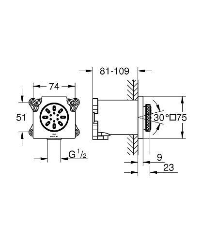 Боковой массажный душ GROHE Rainshower AQUA 26802000 латунный хром ...