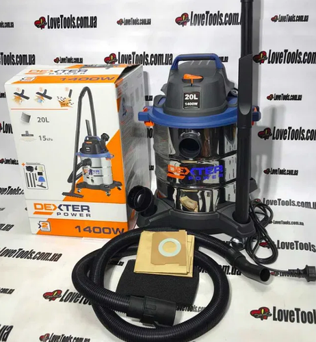 Пылесос строительный для влажной и сухой уборки Dexter 20л 1400вт, цена ...