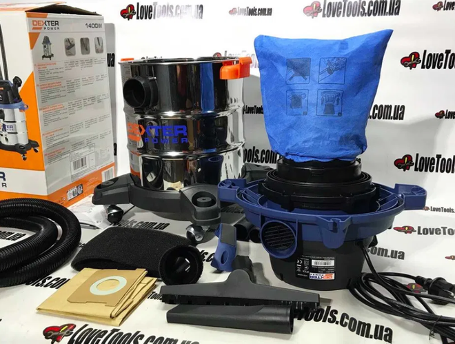 Пылесос строительный для влажной и сухой уборки Dexter 20л 1400вт, цена ...