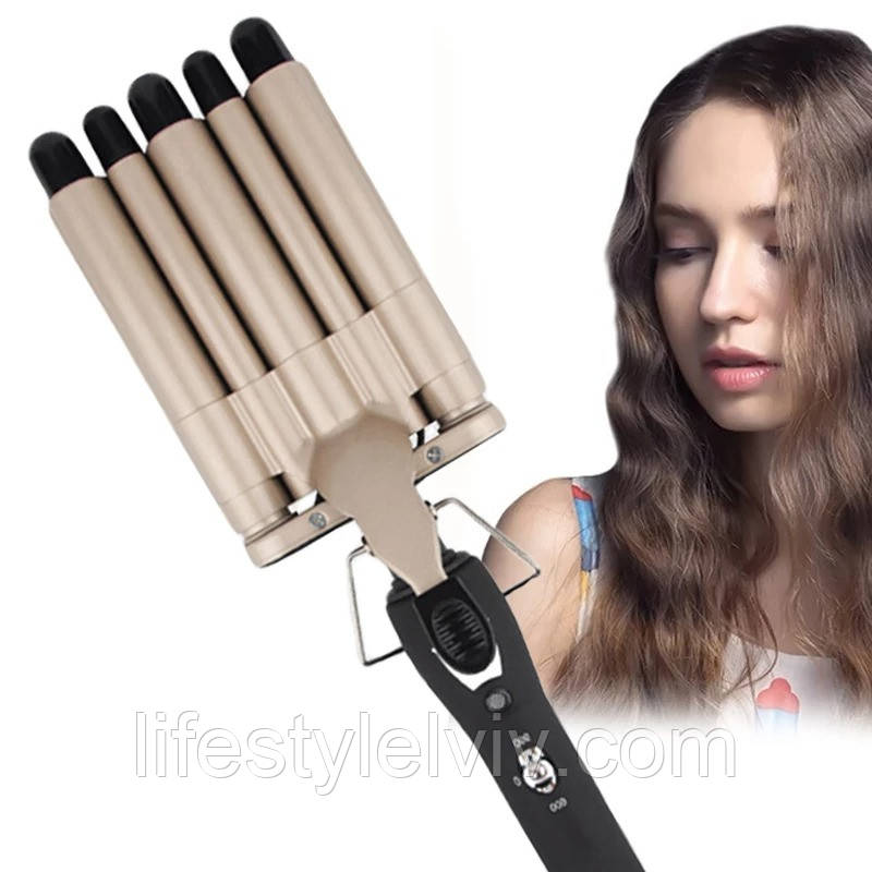Професійна потрійна плойка хвиля для волосся Pro Mozer Mz-6618 / Плойка ...