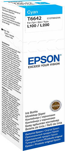 Купить Контейнер с чернилами Epson L100/L200 cyan (C13T66424A), цена ...