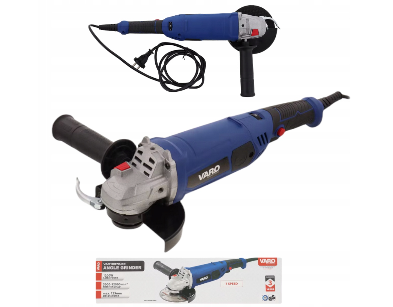 Болгарка VARO POWERTOOLS угловая шлифмашина 1200 Вт (регулятор оборотов ...