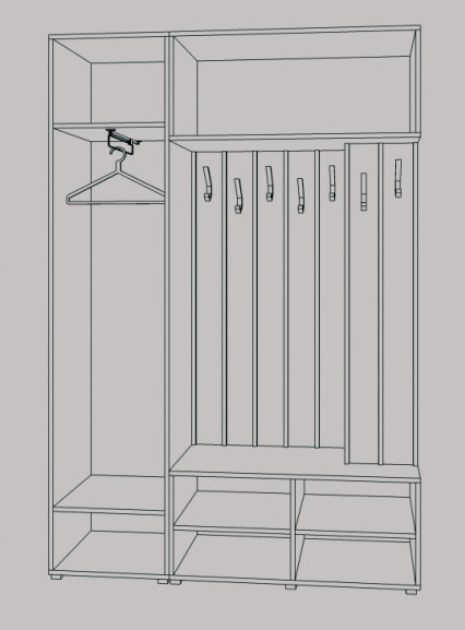 Купити Сучасна стильна стінка передпокій 150 см з антресоллю шафою вішалкою тумбою в коридор