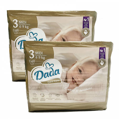 Підгузки Dada Extra Care Розмір 3 Midi, 4-9 кг, 80 шт, ціна 498 грн ...