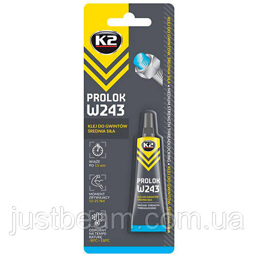 Фиксатор резьбы K2 Prolok W243 Medium (B150N) синий 6мл (ID#1670063581 ...
