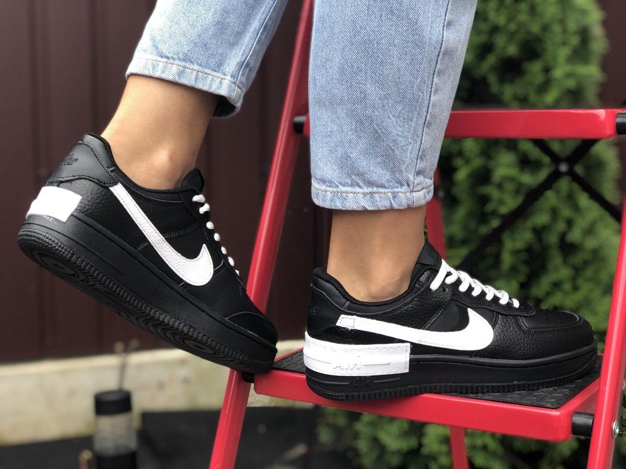 Купить Кроссовки женские Nike Air Force 1 Shadow черные, белые Стильные ...