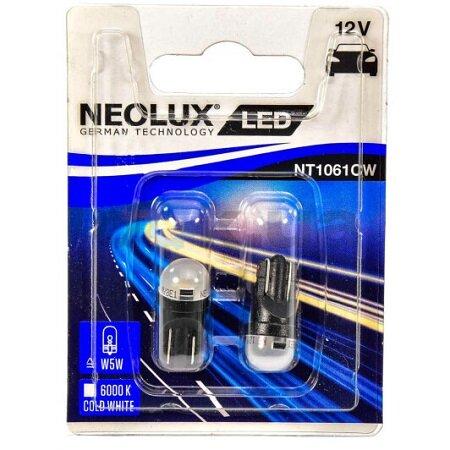 LED Лампа Neolux NT1061CW-02B, W5W, 12v, W2,1x9,5d, 1W, 6000k, (2шт ...