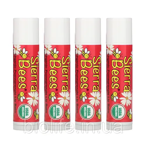 Купити Sierra Bees, органічні бальзами для губ, гранат, 4 штуки по 4,25 ...