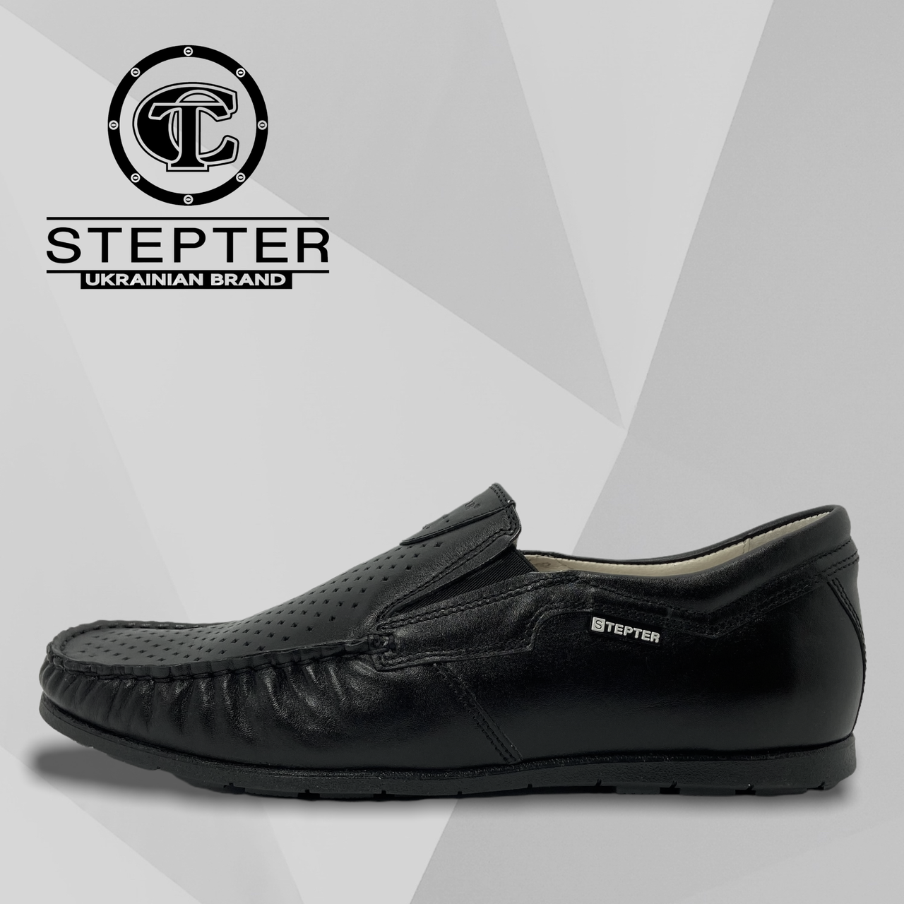 Купити Мокасини літні чоловічі Stepter (Україна) шкіряні чорні з ...