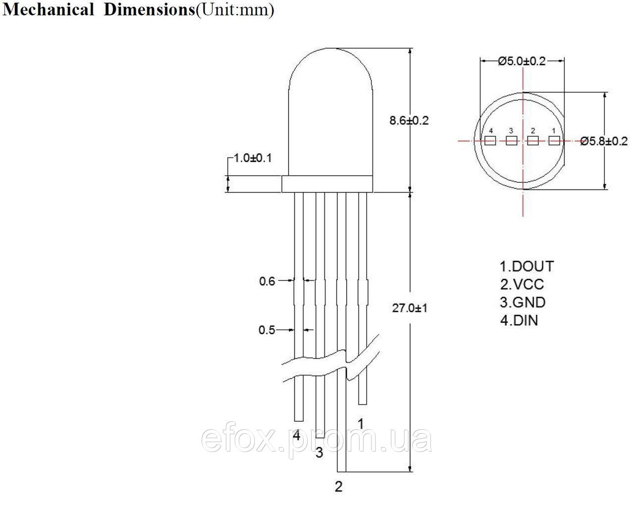 Светодиод 5mm WS2812D-F5, цена 16.60 грн — Prom.ua (ID#1639072569)