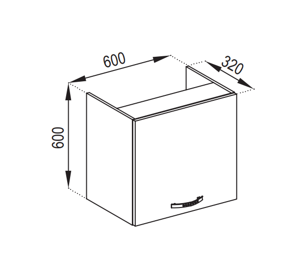 Кухня Оля Верхняя Секция В 60 ОКАП Корпус ДСП Фасад МДФ Пленочный Высота 600 Мм Світ Меблів ТМ